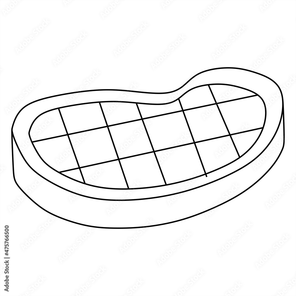 Black and white vector illustration of steak for coloring book and ...