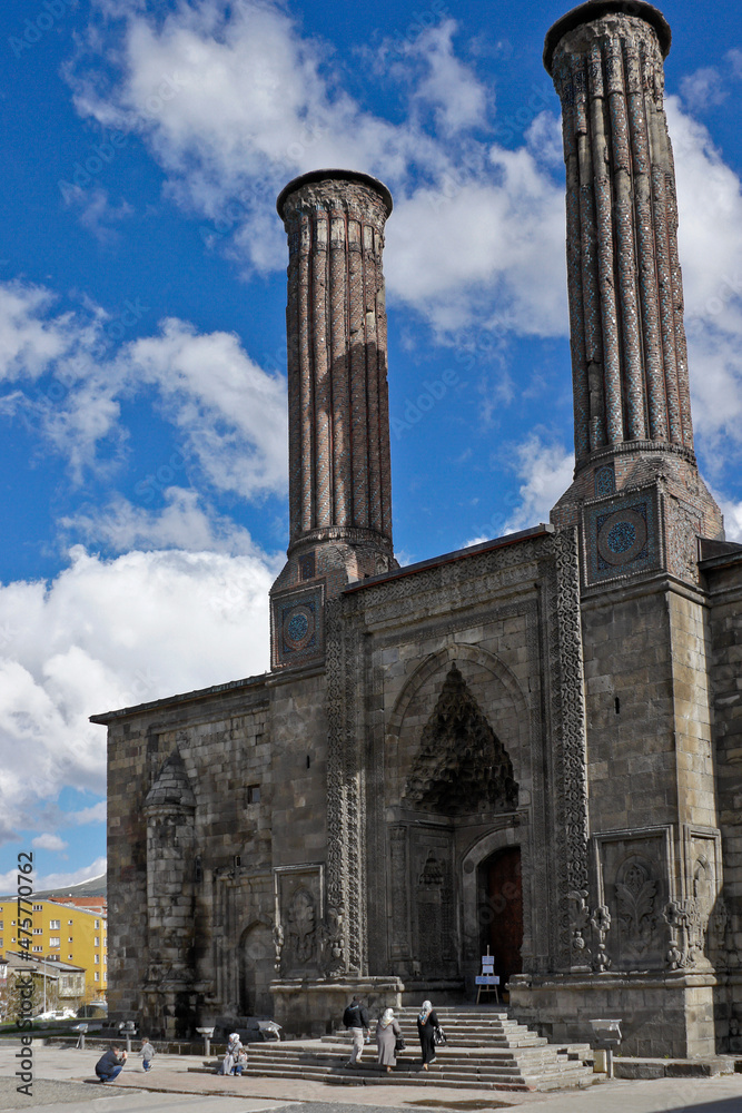 Photo & Art Print The ancient carved stone Cifte Minareli Medrese (Twin ...