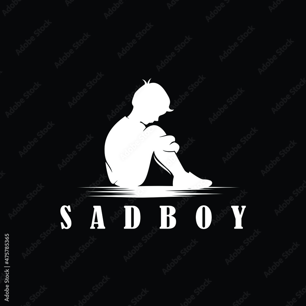 sad boy silhouette movie logo design vector Stock Vector | Adobe Stock