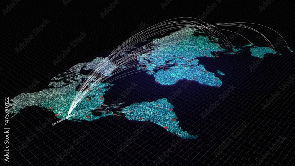 Global connectivity from Los Angeles to other major cities around the ...