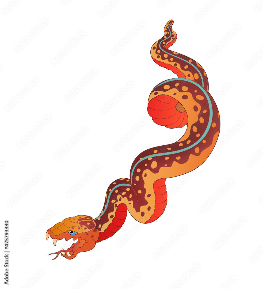 snake vector illustration oriental style white background 뱀 일러스트 ...