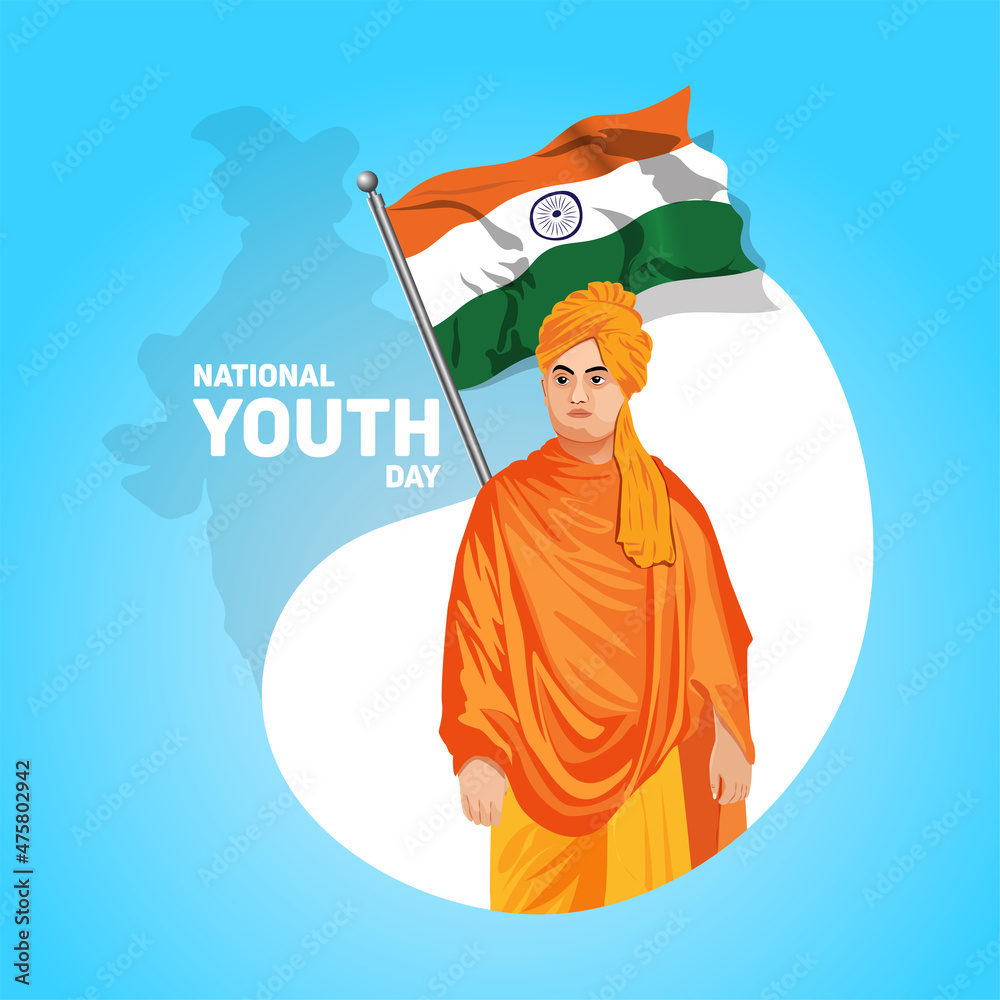 Indian Youth Day Swami Vivekananad Stock Vector | Adobe Stock