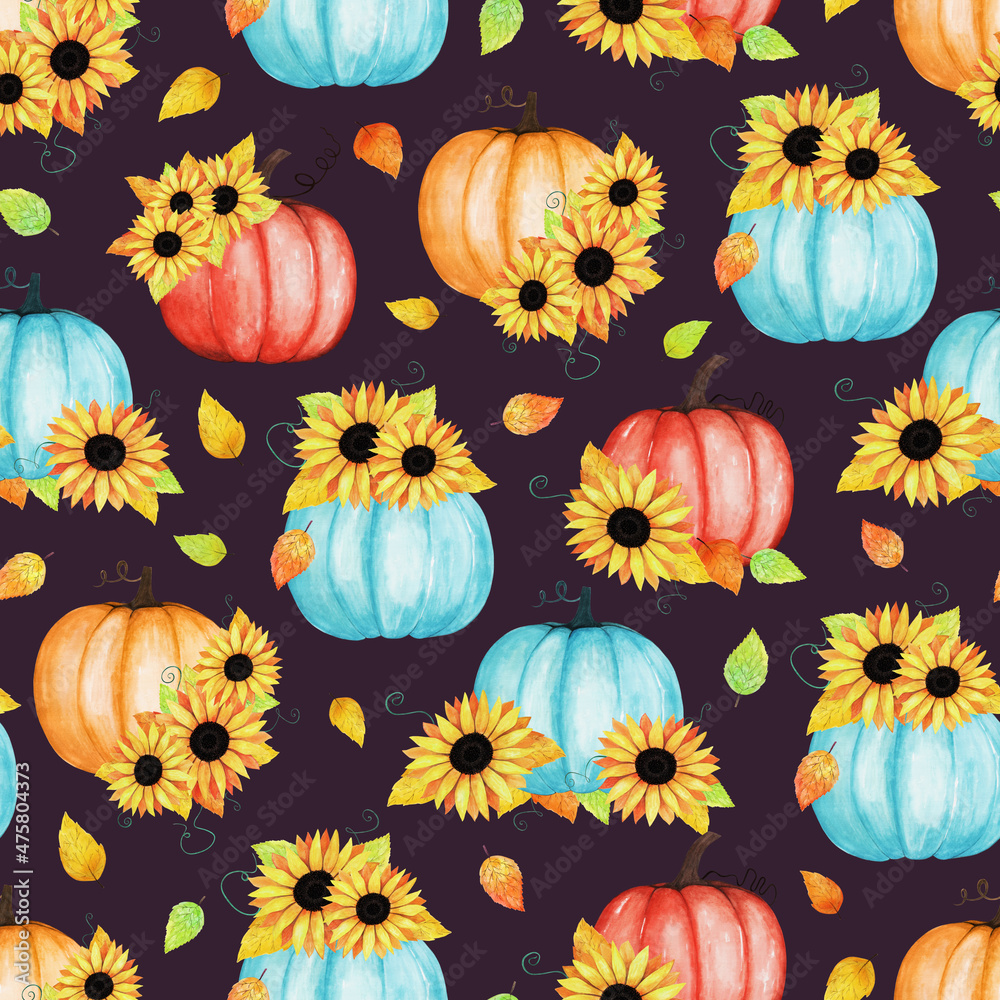 Fall Pumpkin Sunflower Wallpaper