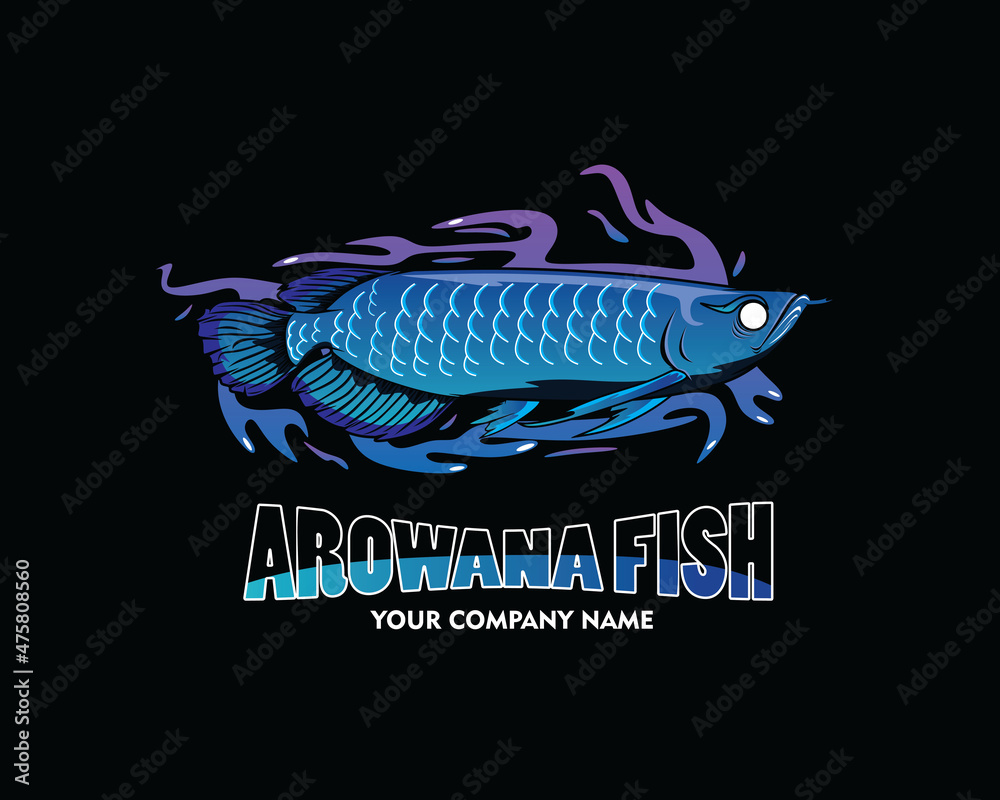 Blue arowana mascot logo design Stock Vector | Adobe Stock