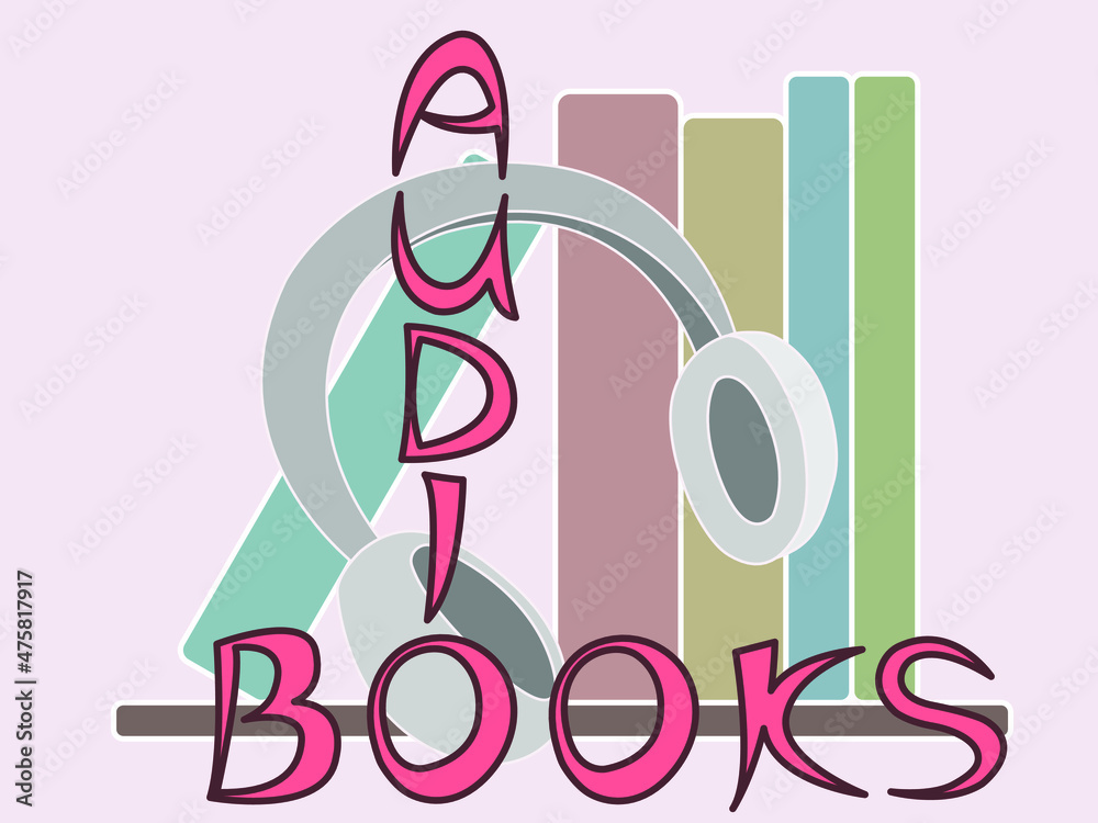 vector illustration symbolizing audio books with an image of a shelf ...