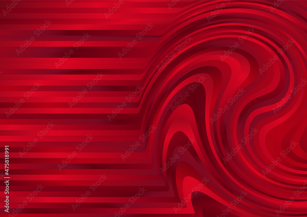 Red Gradient Curved Ripple Lines Background Design Stock Vector | Adobe ...