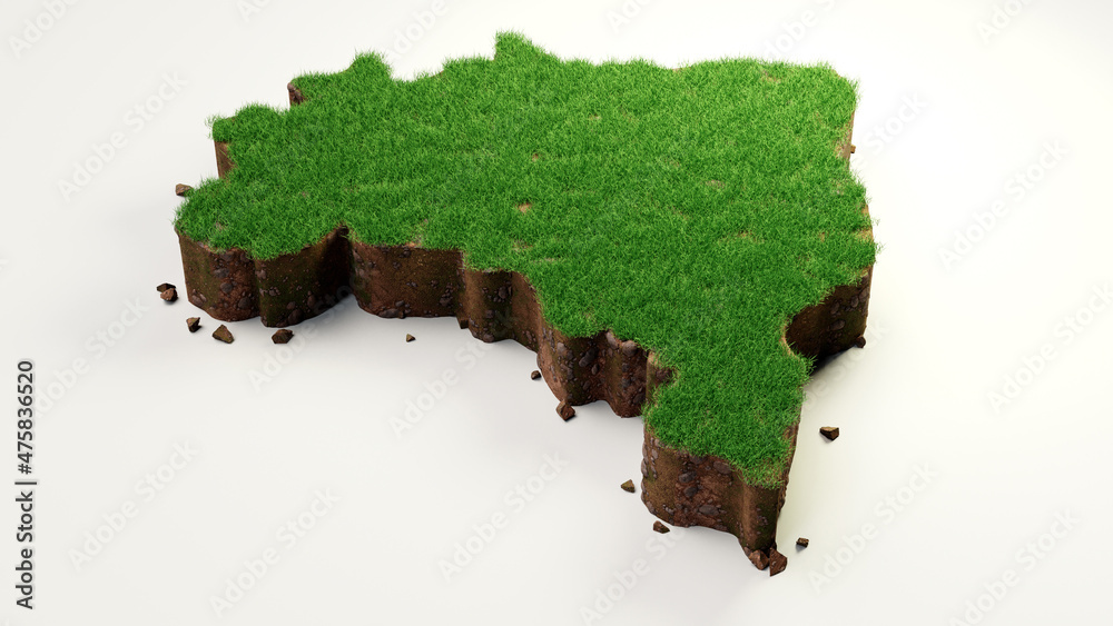 3d render of a map of Brazil with grass texture on a white background ...