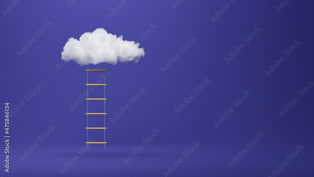 Step ladder leading to fluffy cloud. Growth, business success ...