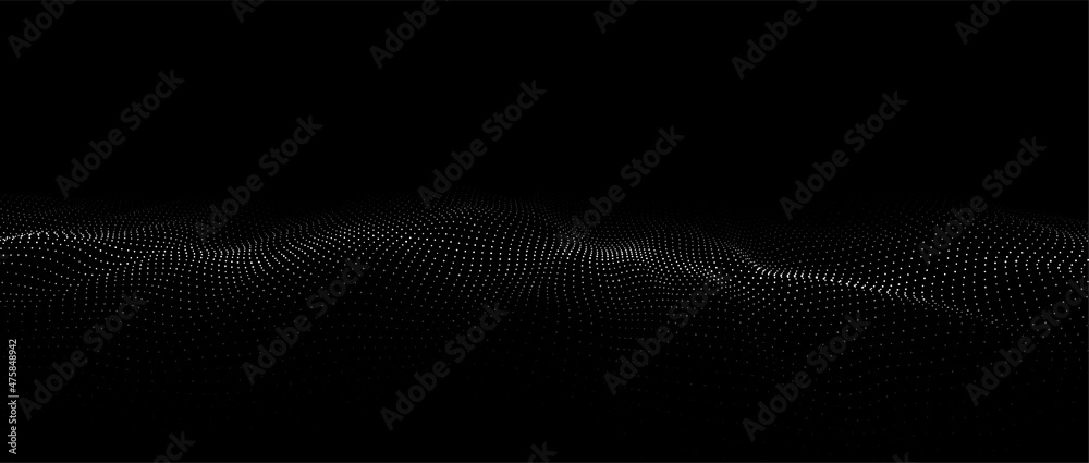 Wave of particles. Digital wave background concept. Abstract technology ...