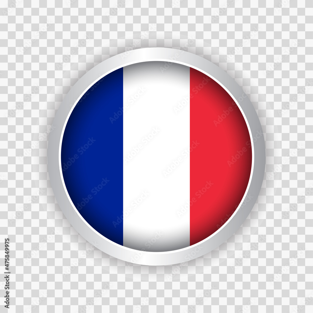 Flag of France on round button on transparent background element for ...