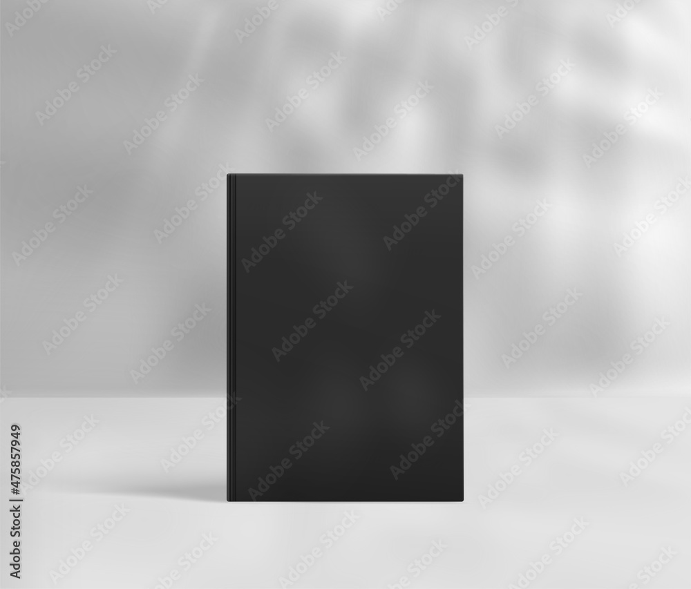 Black book with sun flare effect. Light of the window with reflections ...