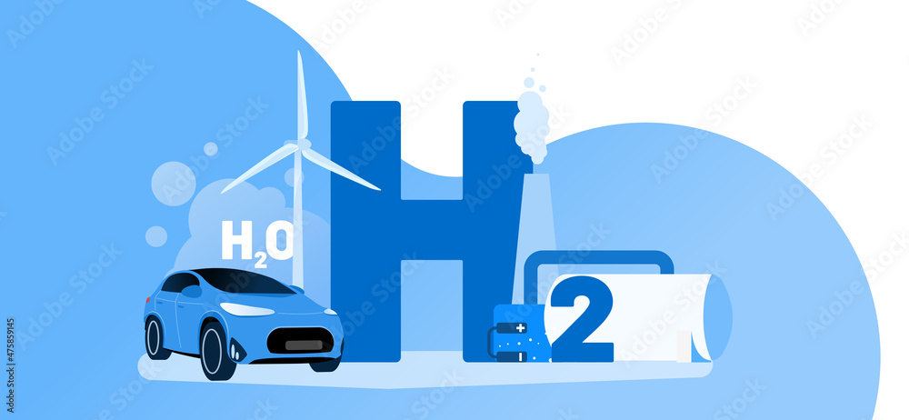 Hydrogen car vector illustration concept. Alternative energy source ...