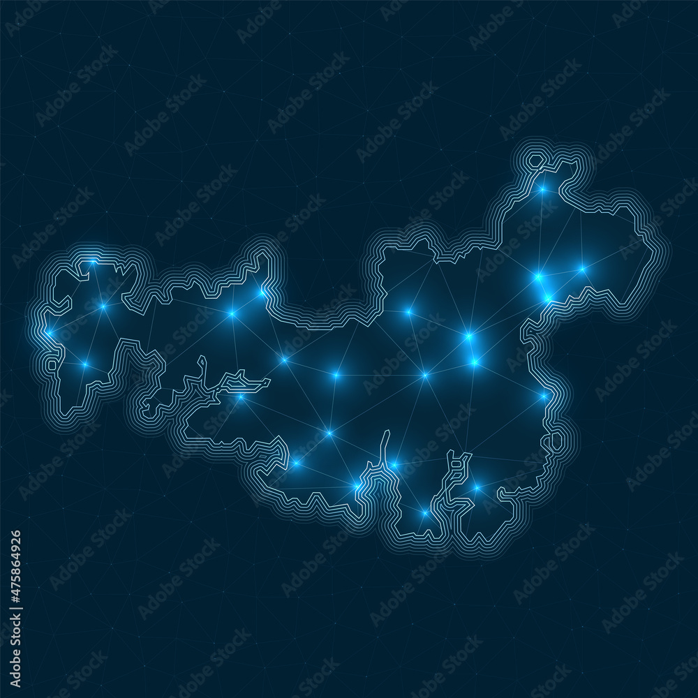 Waiheke Island network map. Abstract geometric map of the island ...