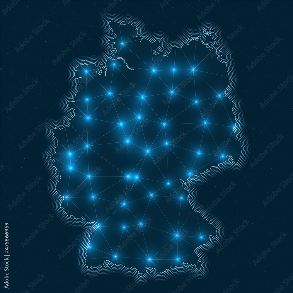 Germany network map. Abstract geometric map of the country. Digital ...