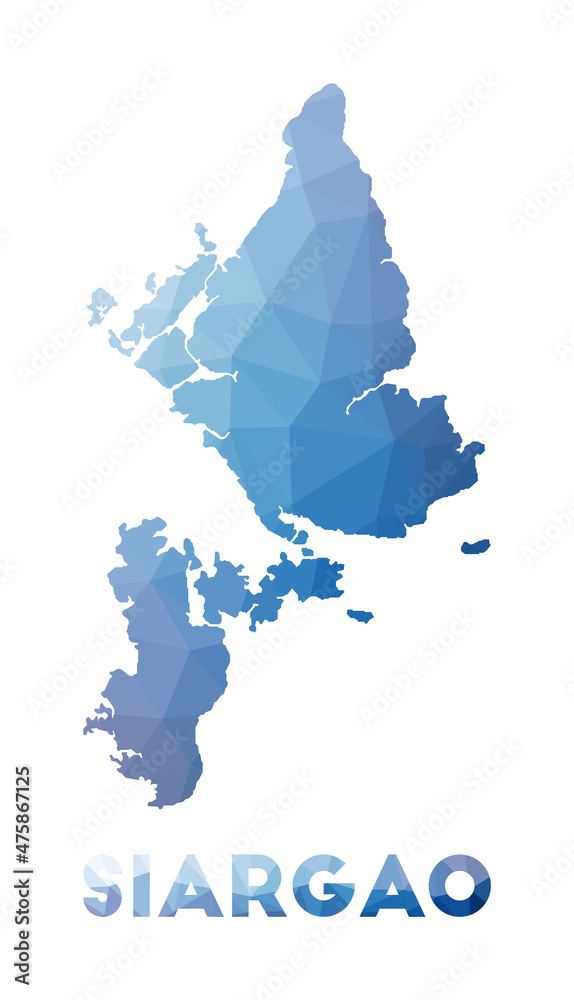 Low poly map of Siargao. Geometric illustration of the island. Siargao ...