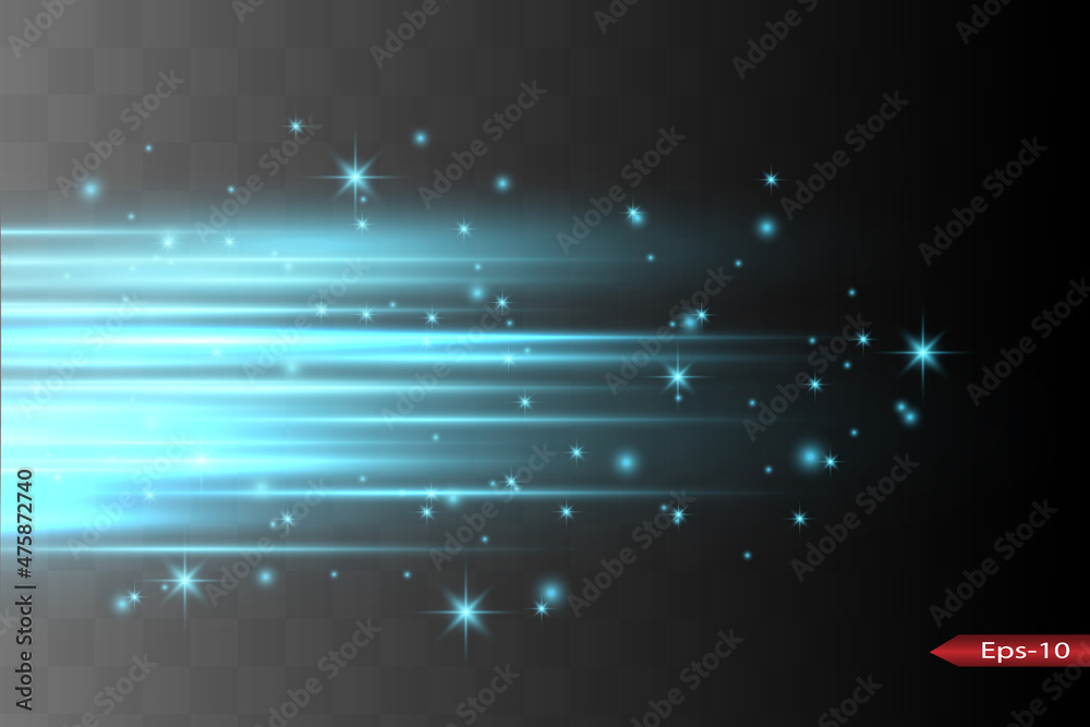 Abstract blue laser beam. Transparent isolated on black background ...