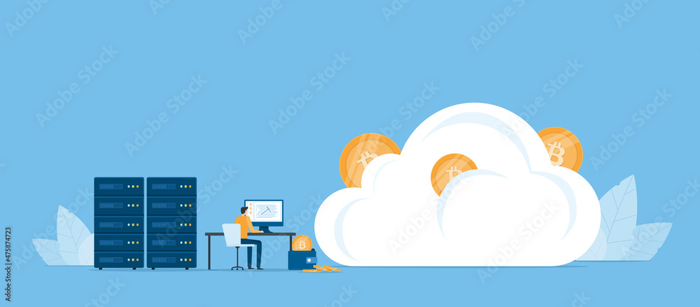 Business Flat vector design technology cloud mining network connection ...