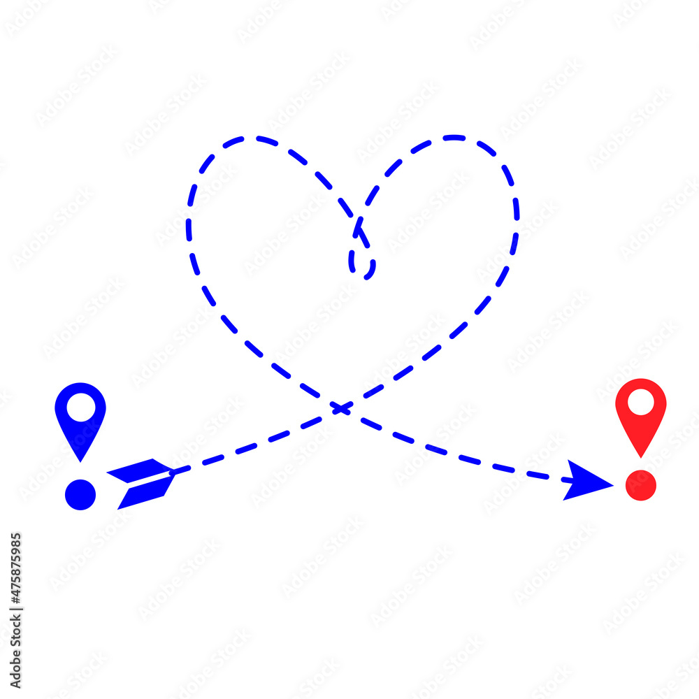 Vecteur Stock Logo of path from point to point with heart. Location for ...