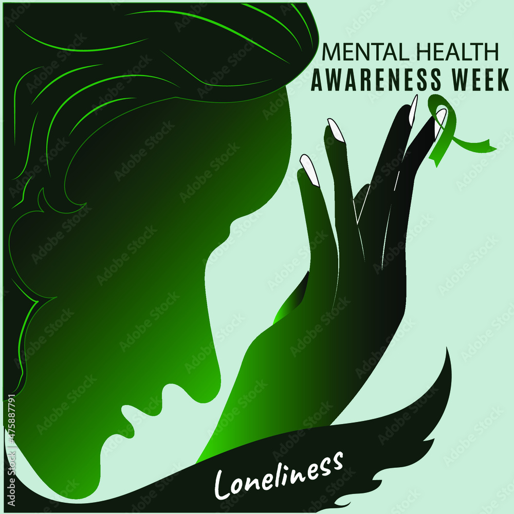 mental health awareness week concept. loneliness theme. illustration ...
