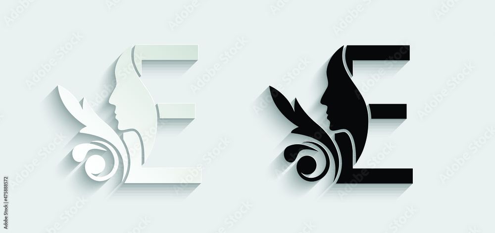 letter E woman face vector template logo beauty salon Stock Vector ...