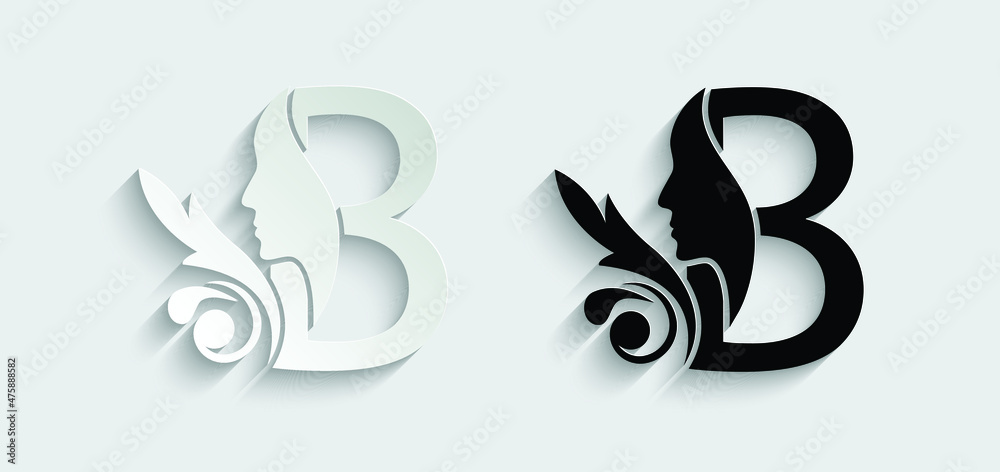 letter B woman face vector template logo beauty salon Stock Vector ...