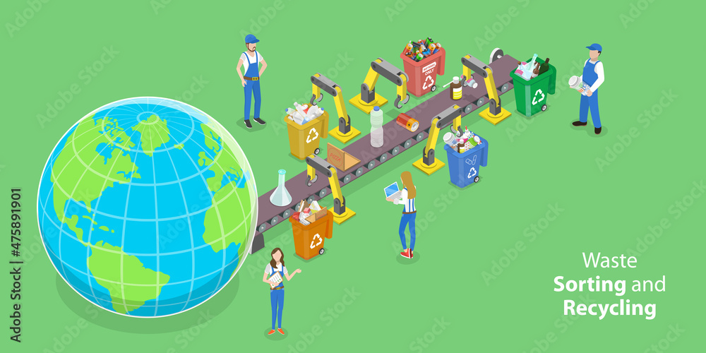 3D Isometric Flat Vector Conceptual Illustration of Waste Sorting And ...