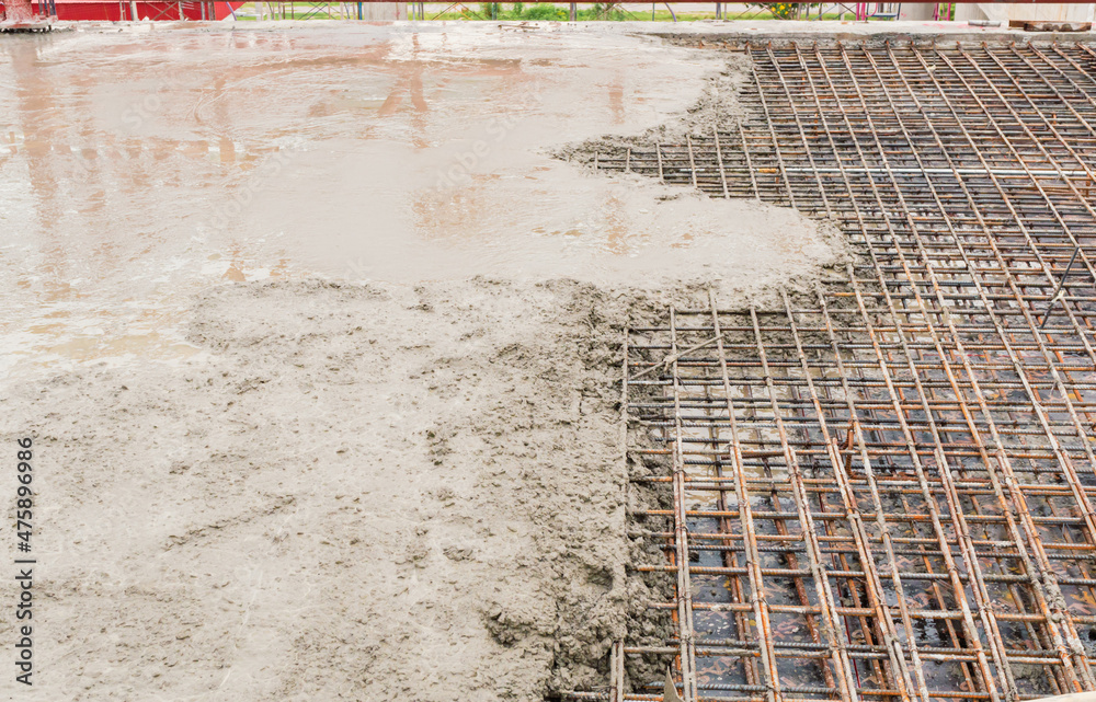 stopping concrete pouring. Concreting work of floors of high-rise ...
