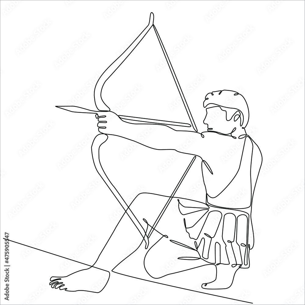 continuous line drawing of archery sport vector illustration Stock ...