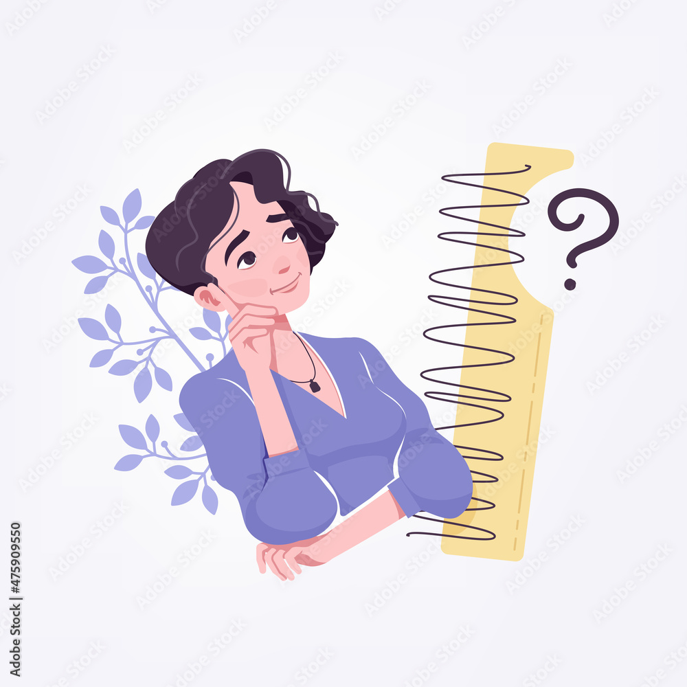 Office girl, young secretary, businesswoman problem solving thinking ...