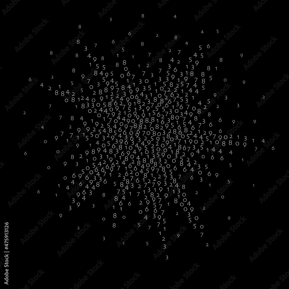 Falling numbers, big data concept. Binary white flying digits ...