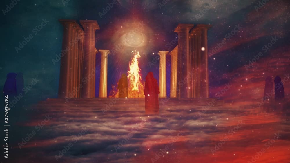 Ancient temple of fire and its mysterious priests animation vídeo de ...