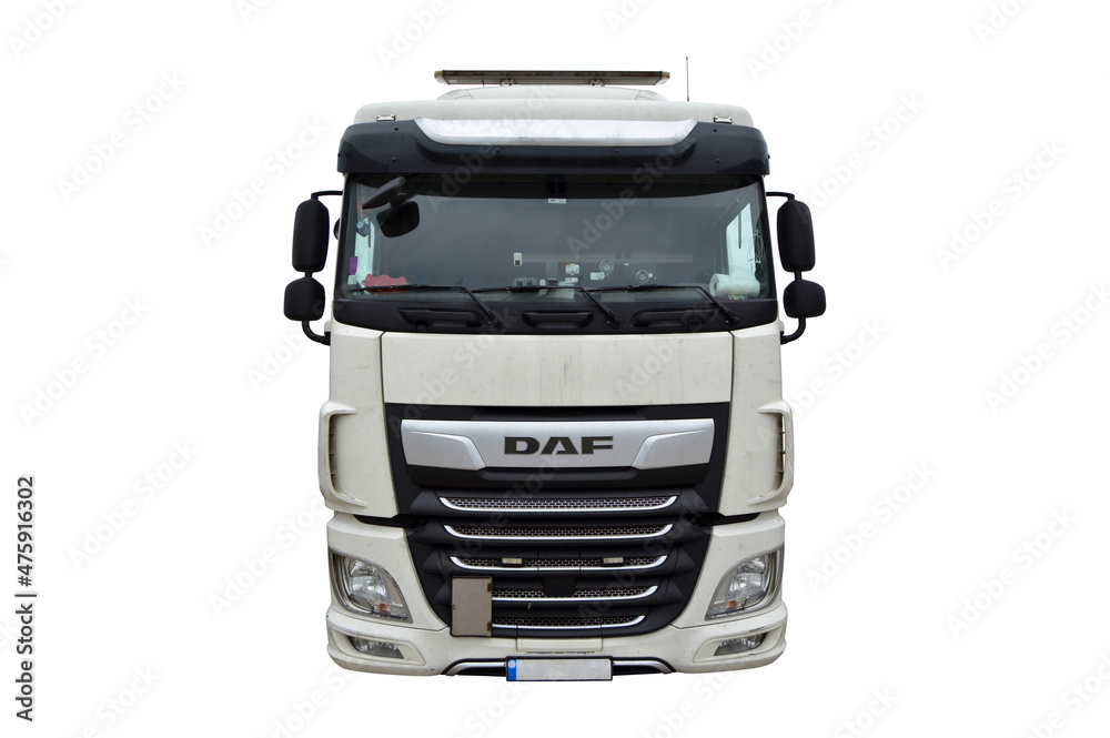 DAF front view with semi truck powerful, long distance transportation ...
