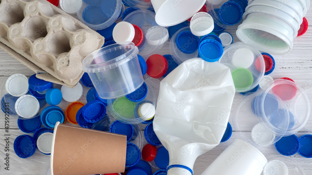 Waste sorting at home. Plastic waste for recycling. Zero waste and eco ...