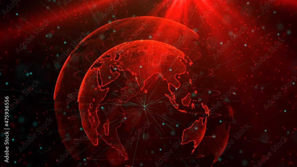 Digital planet of Earth. Rotating globe with shining continents. 3D ...