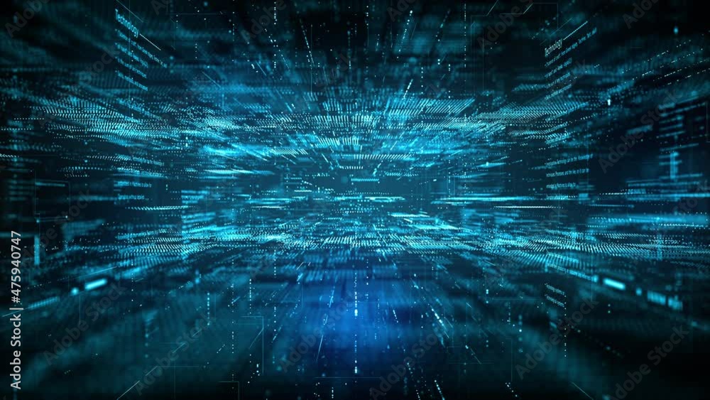Digital cyberspace futuristic, Digital data matrix flowing and lighting ...
