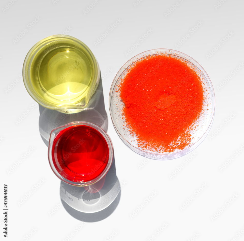 Potassium Dichromate in chemical watch glass place next to Potassium ...