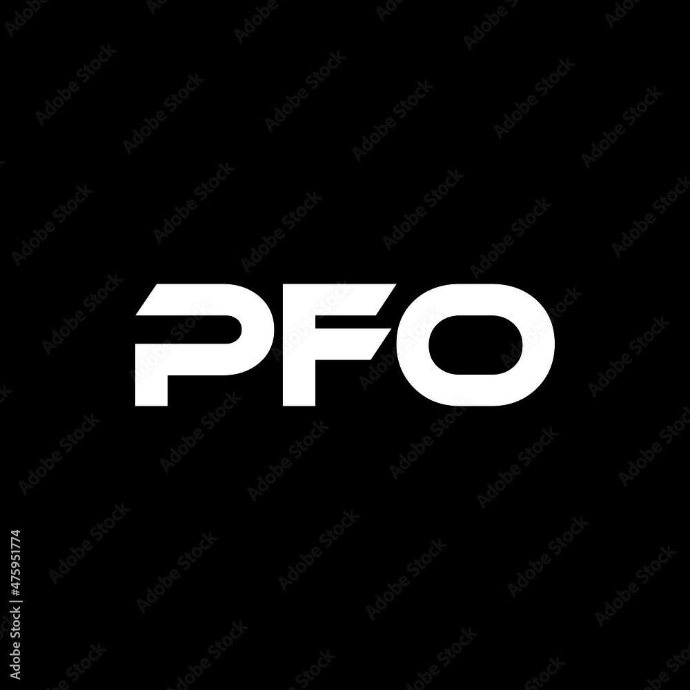PFO letter logo design with black background in illustrator, vector ...