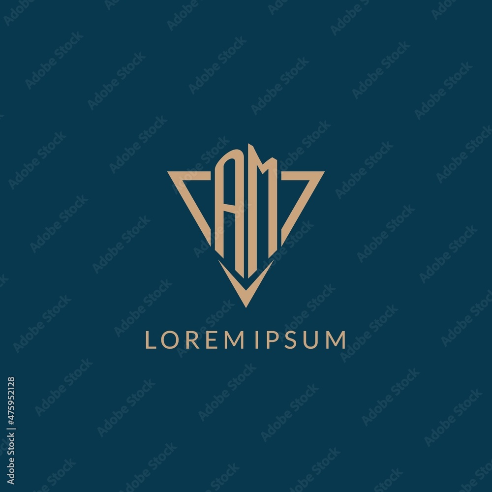 AM logo initials triangle shape style, creative logo design Stock ...