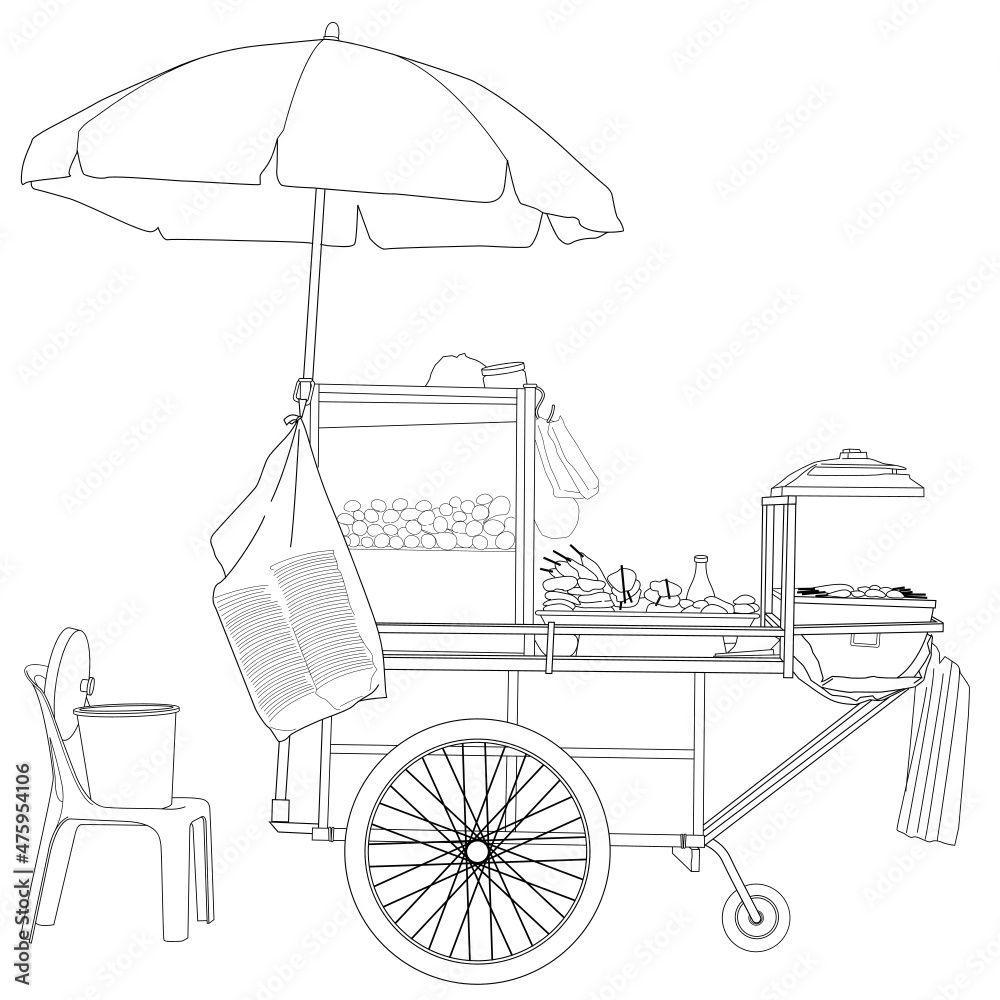 stall-portable-outline-illustration-cartoon Stock Vector | Adobe Stock