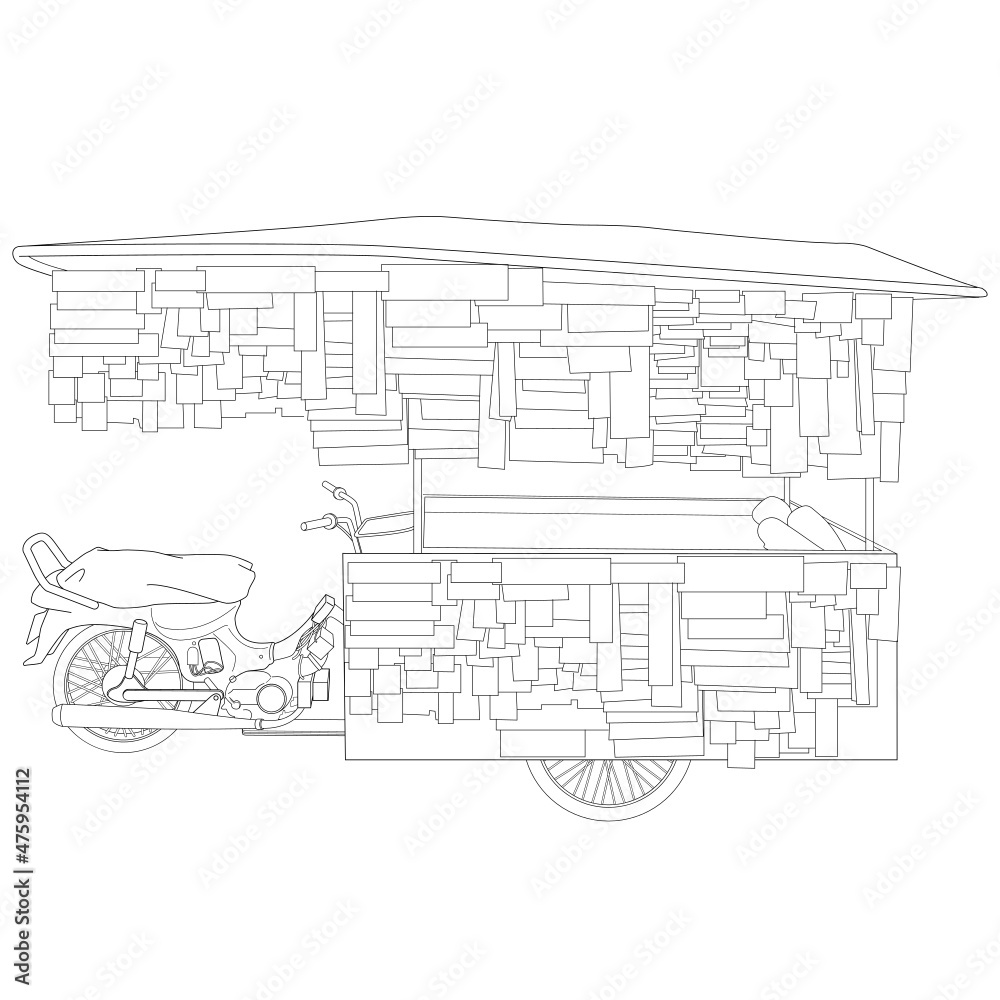 stall-portable-outline-illustration-cartoon Stock Vector | Adobe Stock