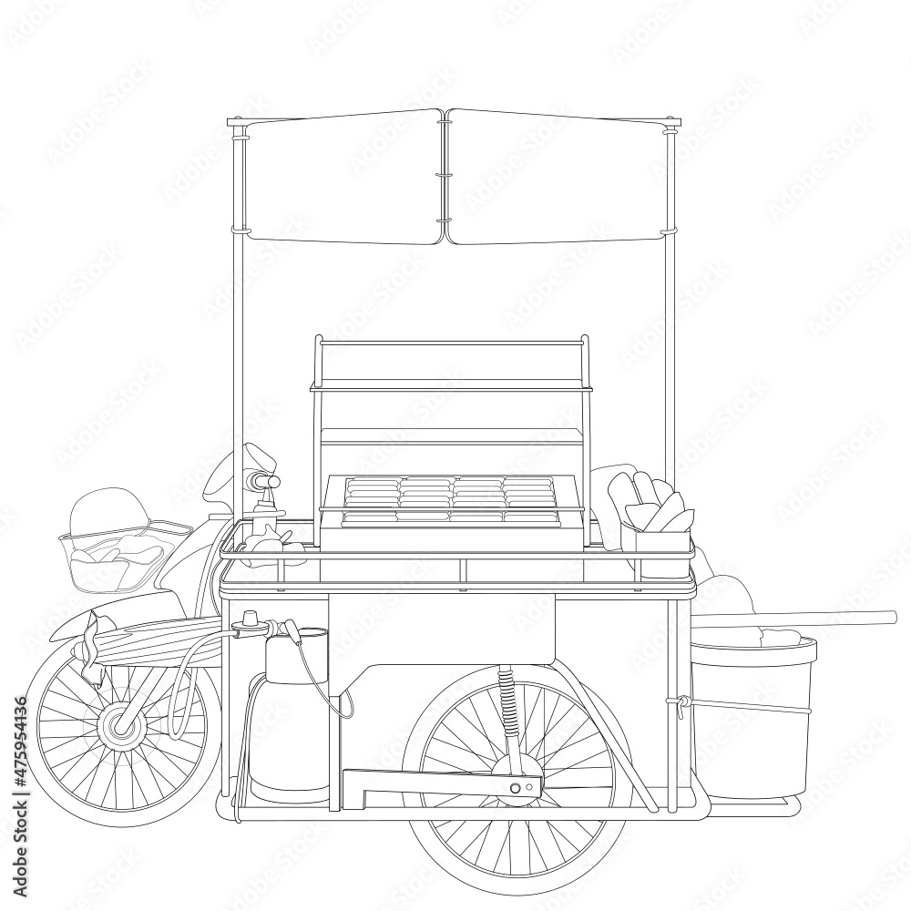 stall-portable-outline-illustration-cartoon Stock Vector | Adobe Stock