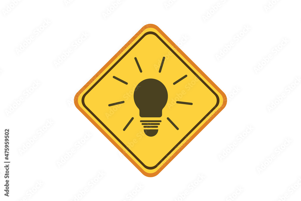 Awareness sign with a light bulb on white background for website ...