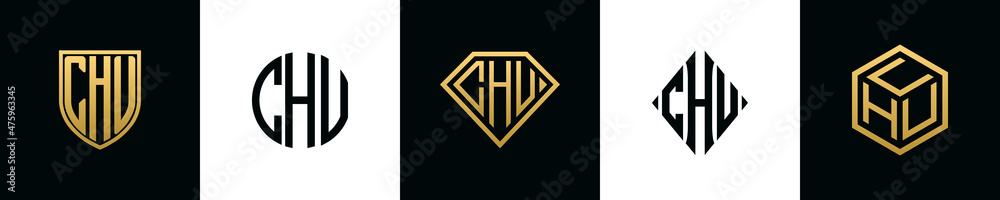 Vetor de Initial letters CHU logo designs Bundle do Stock | Adobe Stock
