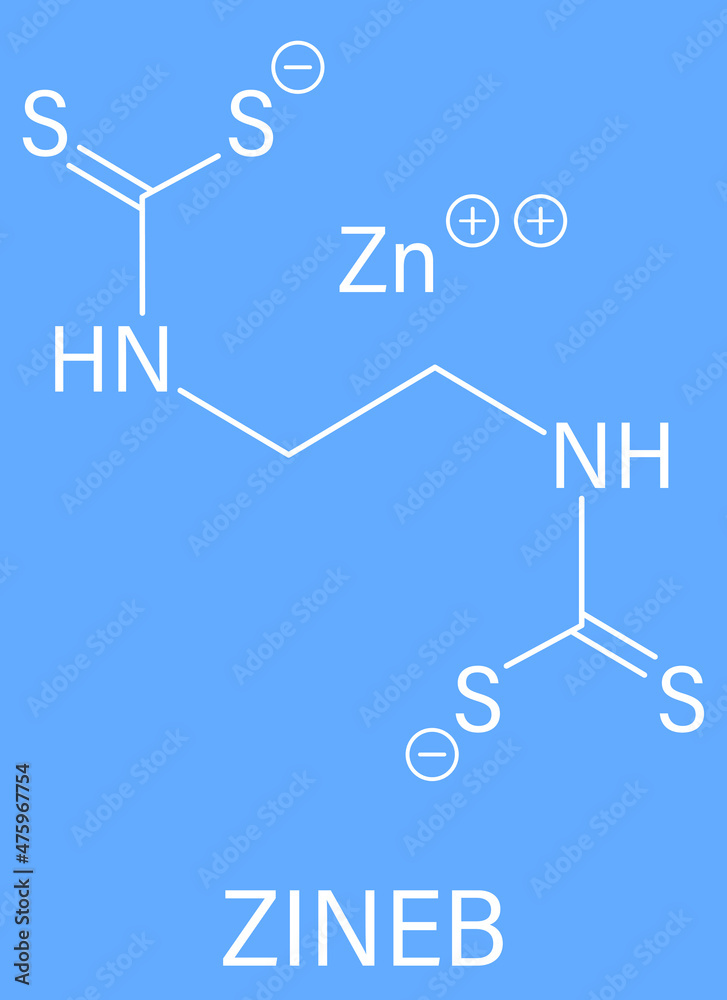 Zineb zinc organosulfur fungicide molecule. Skeletal formula. Stock ...