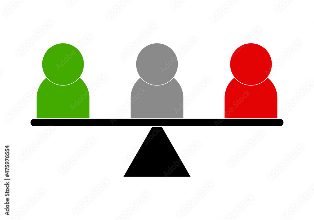 Balanza de personas con problemas en equilibrio gracias a un mediador ...