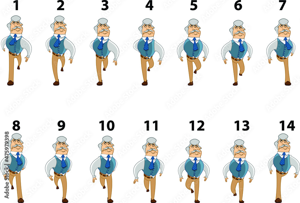 Front view Walking Cycle of Man for Animation Video Usage. Vector ...