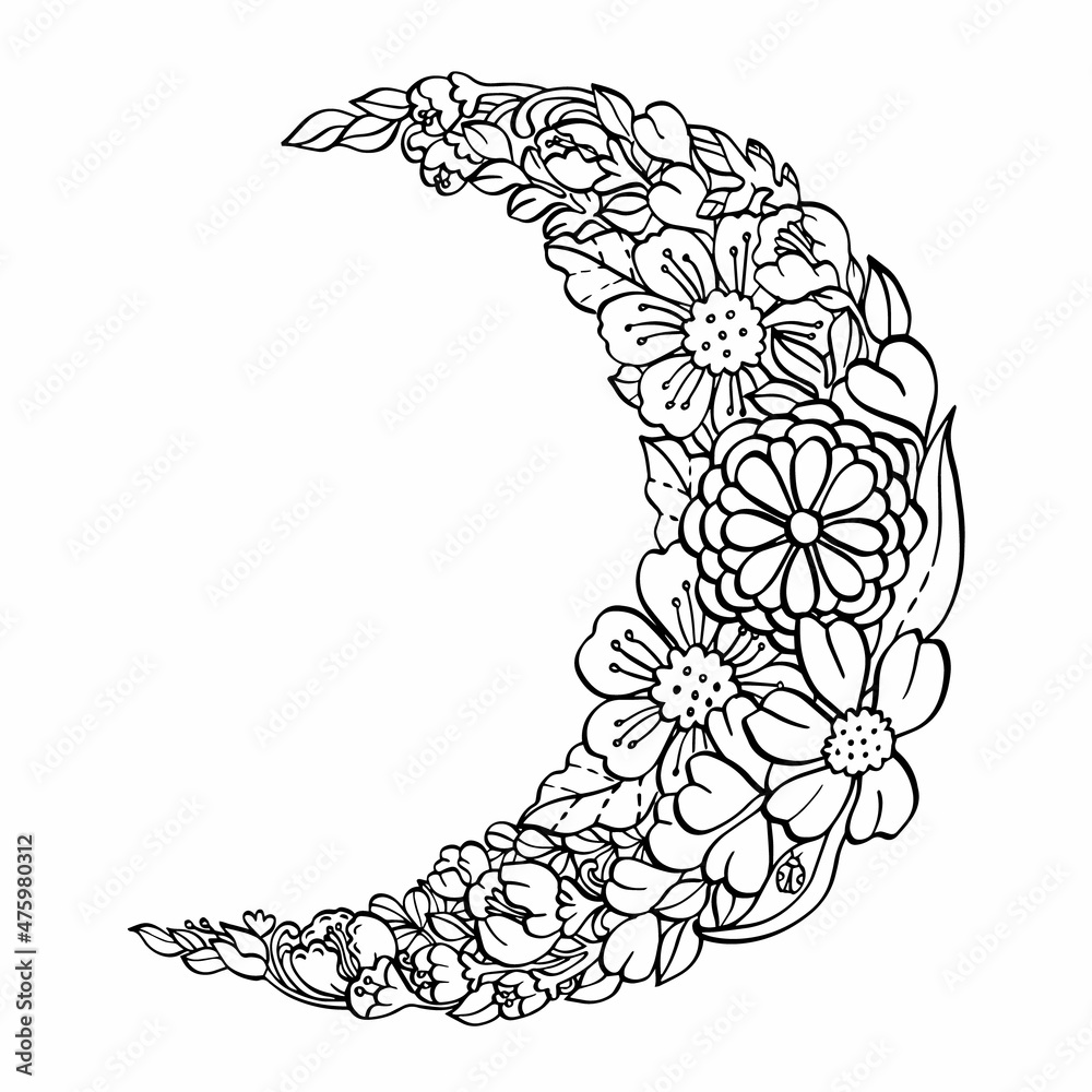 Moon Flower Drawing