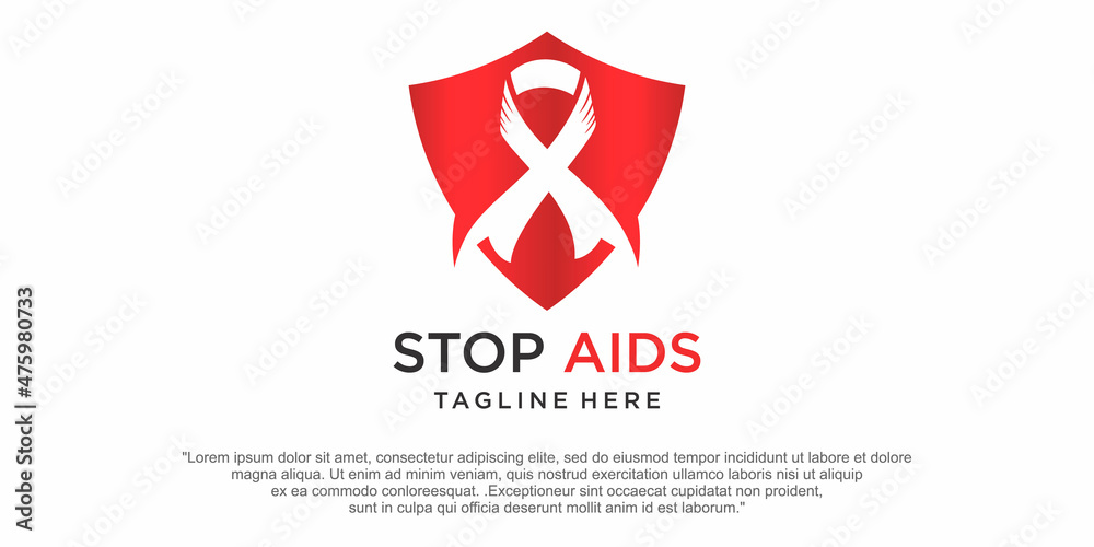 Hiv security logo . Red ribbons with glare, world aids day signs ...