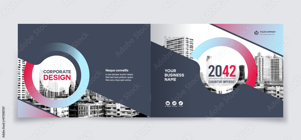City Background Business Book Cover Design Template - Landscape Layout ...