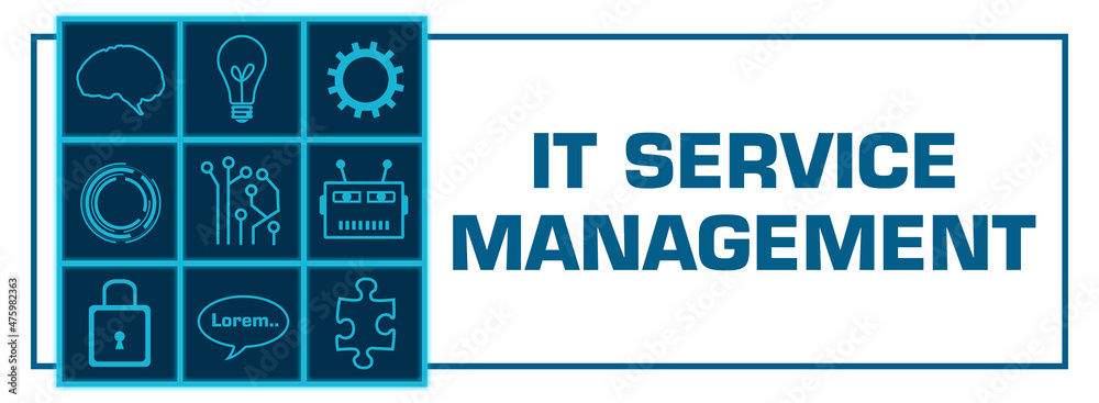 IT Service Management Blue Neon AI Symbols Grid Left Box Text Stock ...